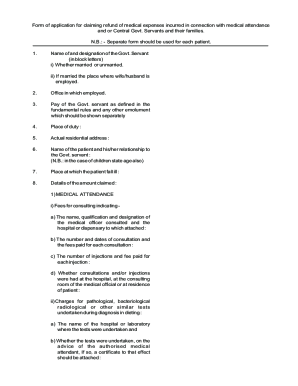Fillable Online FORM OF APPLICATION FOR CLAIMING REFUND OF MEDICAL ...