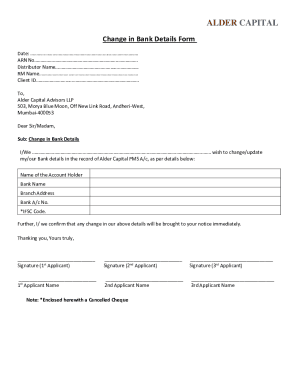 Fillable Online Change in Bank Details Form Fax Email Print - pdfFiller