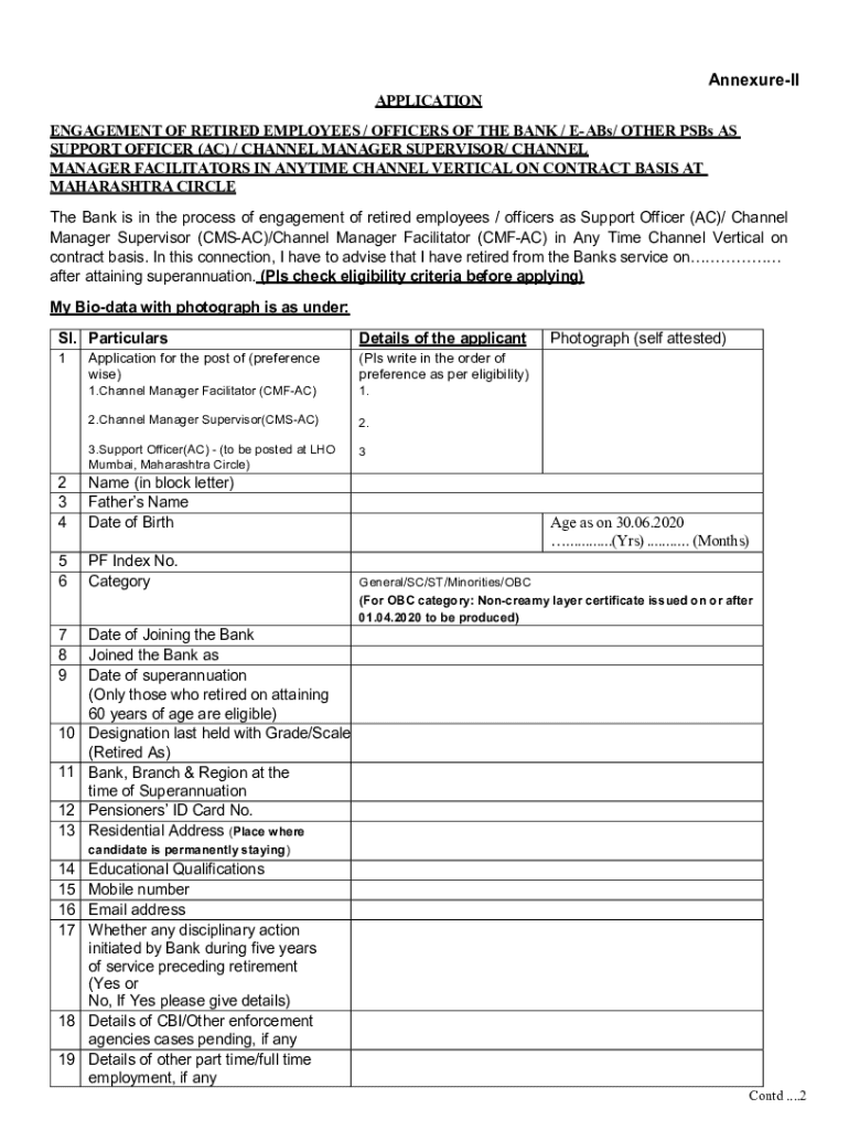 Fillable Online ANNEXURE II- APPLICATION FORM-converted 1 Fax Email ...