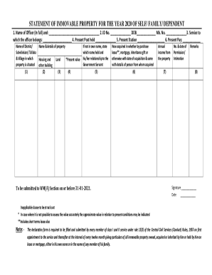Fillable Online IMMOVABLE PROPERTY RETURN FORM Statement of Immovable ...