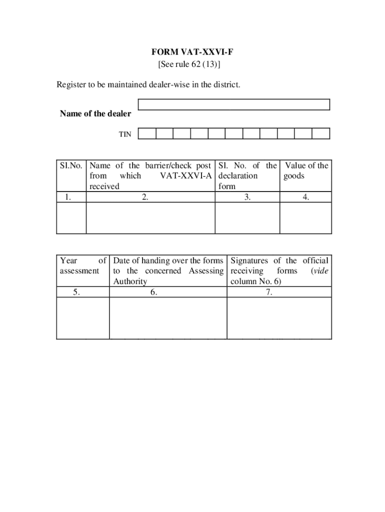 Fillable Online FORM VAT-XXVI-F Fax Email Print - pdfFiller