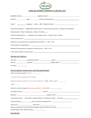 Fillable Online Land allotment Scheme ( G.o.MS NO.225)-Application Form ...