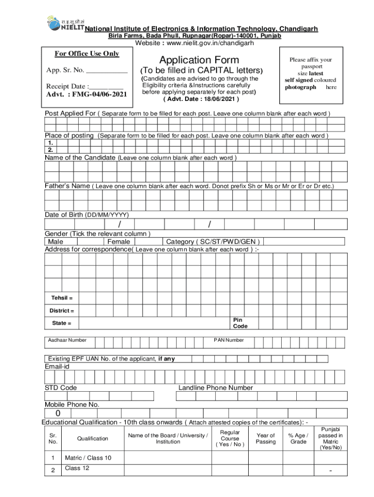 Fillable Online nielit.gov.insitesdefaultFor Office Use Only ...