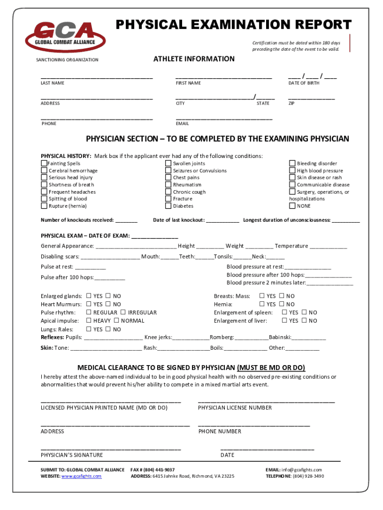 Fillable Online Physical Examination Form 2 Fax Email Print - pdfFiller