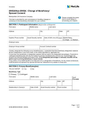 Fillable Online Fillable Online Life Insurance Change Of Beneficiary ...