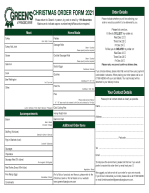 Fillable Online CHRISTMAS ORDER FORM 2021 Order Details Fax Email Print ...