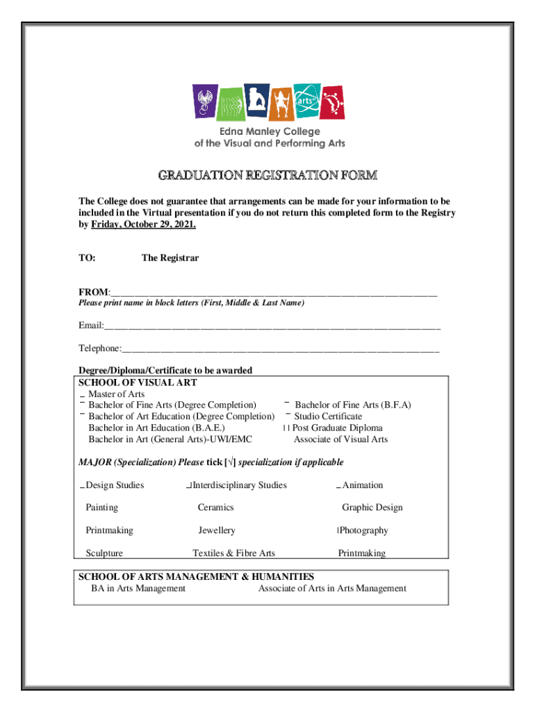 Fillable Online emc.edu.jmwpGRADUATION REGISTRATION FORM - Edna Manley ...