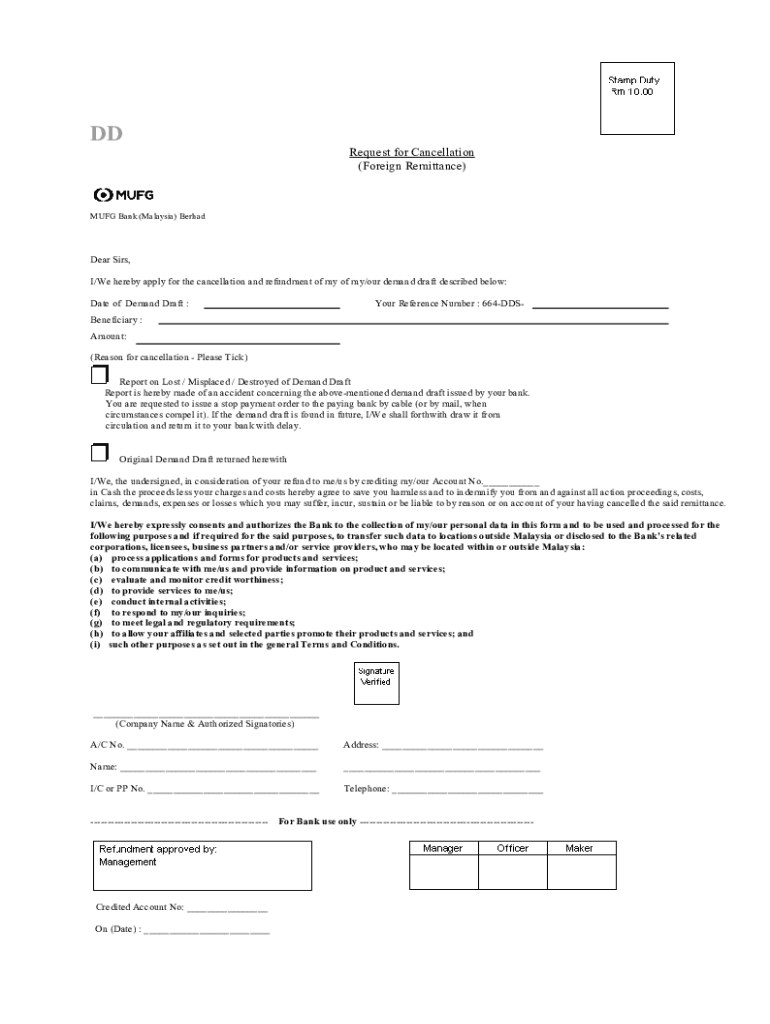 Fillable Online Request for Cancellation Form-DD (revised).docx Fax ...