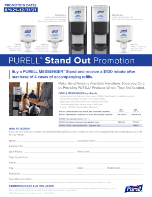 Fillable Online PURELL ES STANDOUT PROMOTION FORM Fax Email Print ...