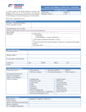 Fillable Online Customer Due Diligence (CDD) Form Individuals Fax Email ...