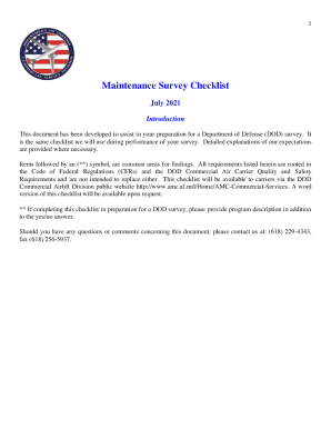 Fillable Online www.amc.af.milPortals12Maintenance Survey Checklist ...
