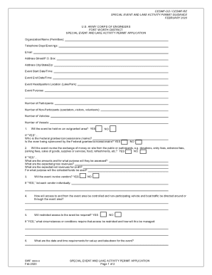 Fillable Online Lake Activity Permit Request Form Fax Email Print ...