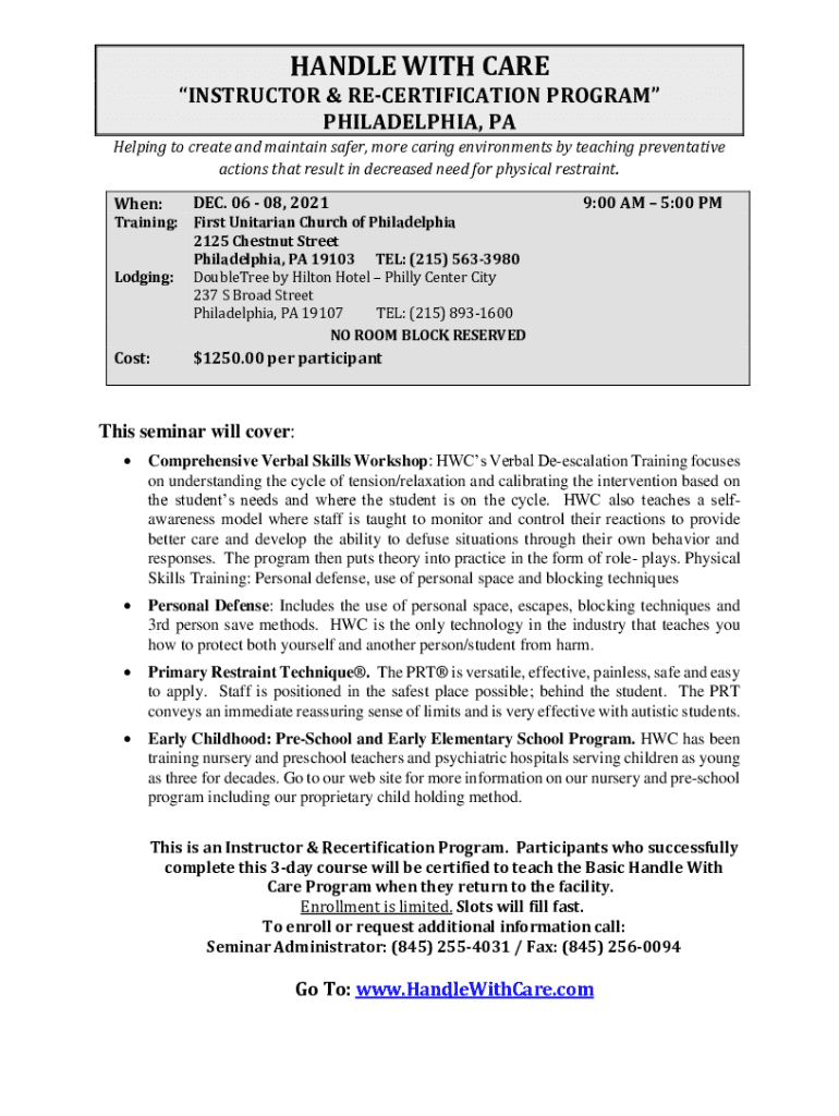 Fillable Online HWC Behavior Management System - handlewithcare.com Fax ...