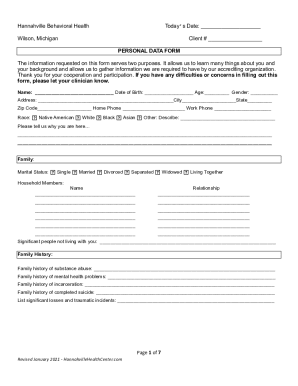 Fillable Online Personal-Data-Form-Adult-HIC Fax Email Print - pdfFiller