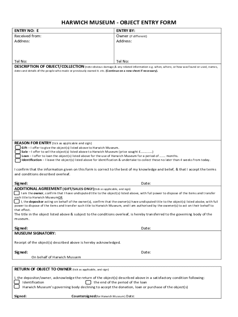 Fillable Online ALFRED GILLETT TRUST Museum Entry Form Fax Email Print ...