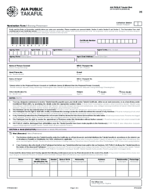 Fillable Online AIA PUBLIC Takaful Bhd.(935955-M) Family Takaful ...