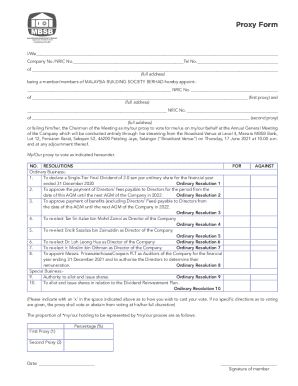 Fillable Online ProxY forM - mbsb.com.my Fax Email Print - pdfFiller