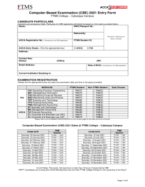 Fillable Online Computer-Based Examination (CBE) 2021 Entry Form - FTMS ...