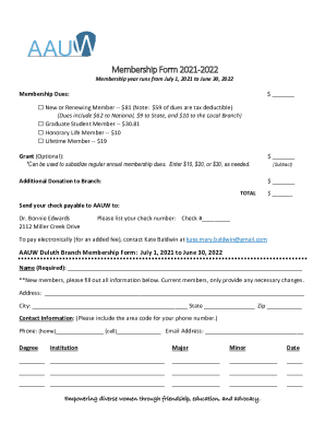 Fillable Online Get the free Annual Member Dues (Membership year runs ...