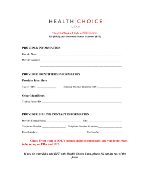 Fillable Online Health Choice Utah EDI Form Fax Email Print - pdfFiller