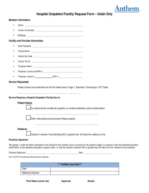 Fillable Online Hospital Outpatient Facility Request Form UkiahV041921.docx Fax Email Print ...