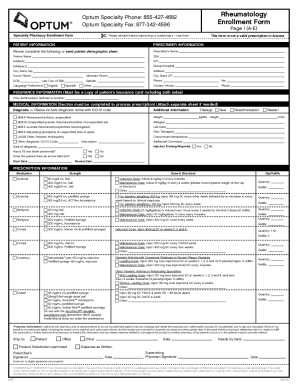 Fillable Online Get the free Online Optum Rheumatology Enrollment Form ...