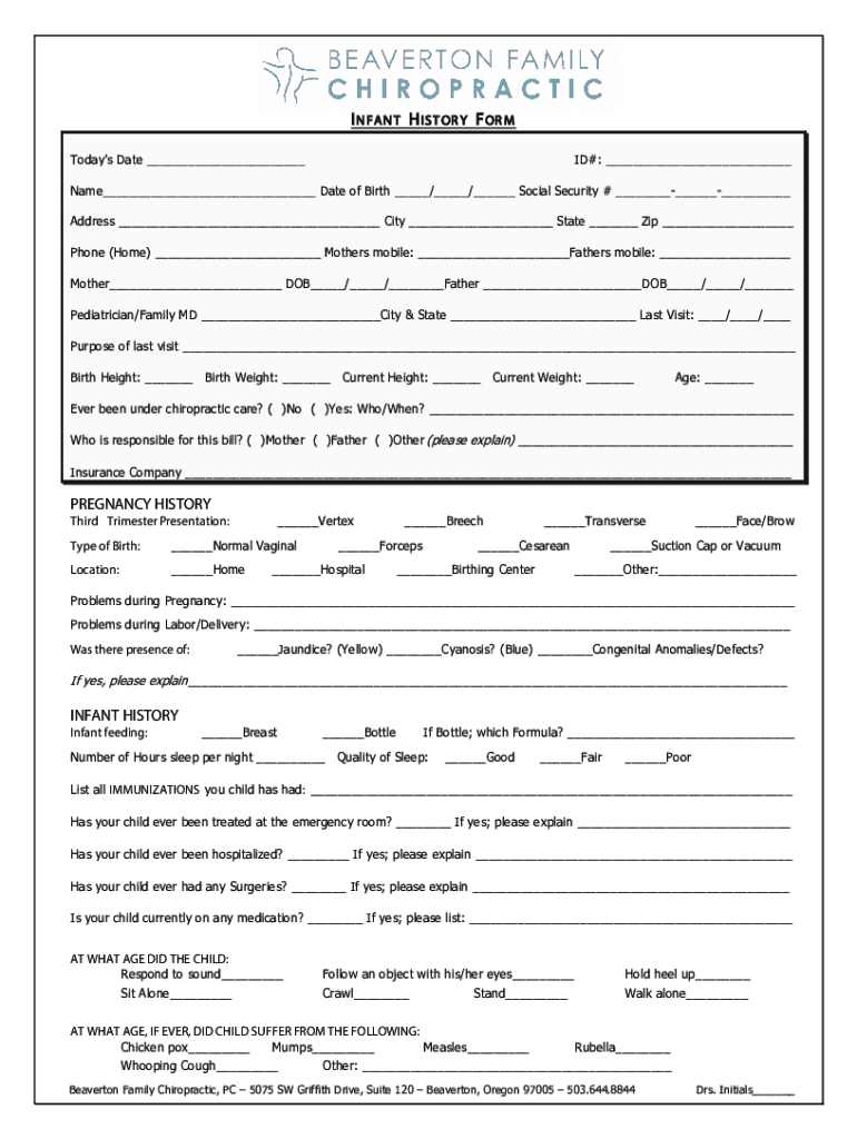 Fillable Online Infant Intake Form - Feb 2020 Fax Email Print - pdfFiller