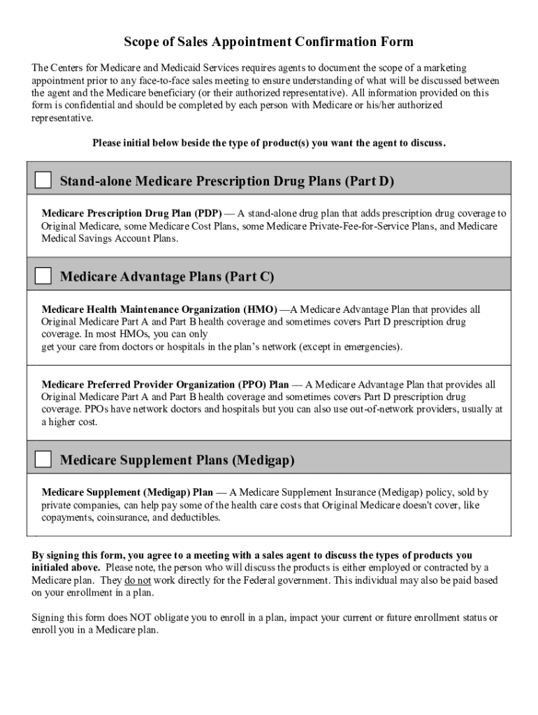 Fillable Online Scope of Sales Appointment Confirmation Form. Scope of ...