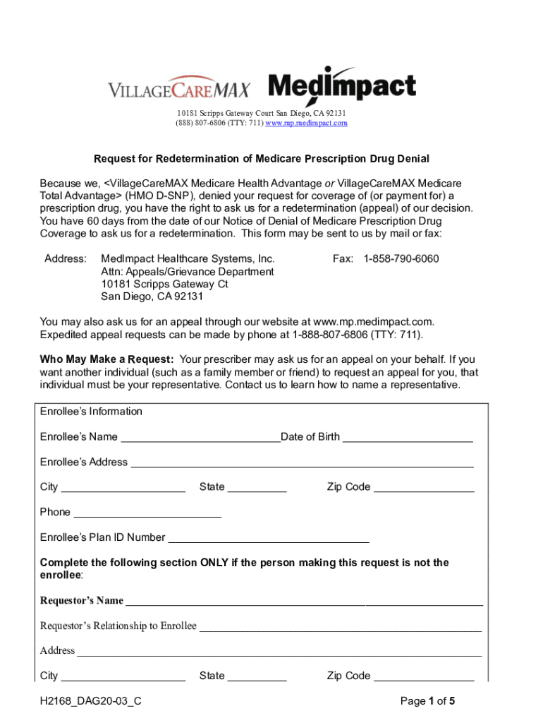 Fillable Online VillageCareMAX Request for Redetermination of Medicare ...