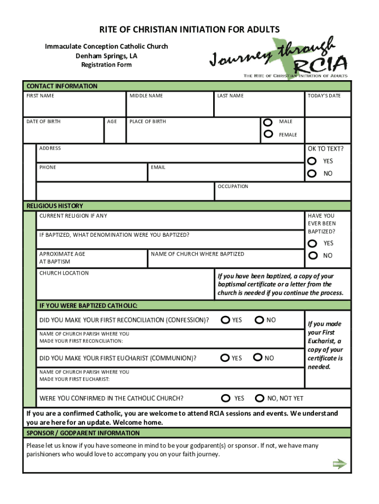 Fillable Online RCIA registration form revised.docx Fax Email Print ...