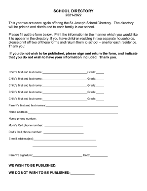 Fillable Online 2122 School Directory Form (All Families).doc Fax Email ...
