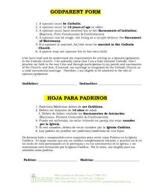 Fillable Online Godparent/Sponsor Eligibility Form - St. Mary Catholic ...