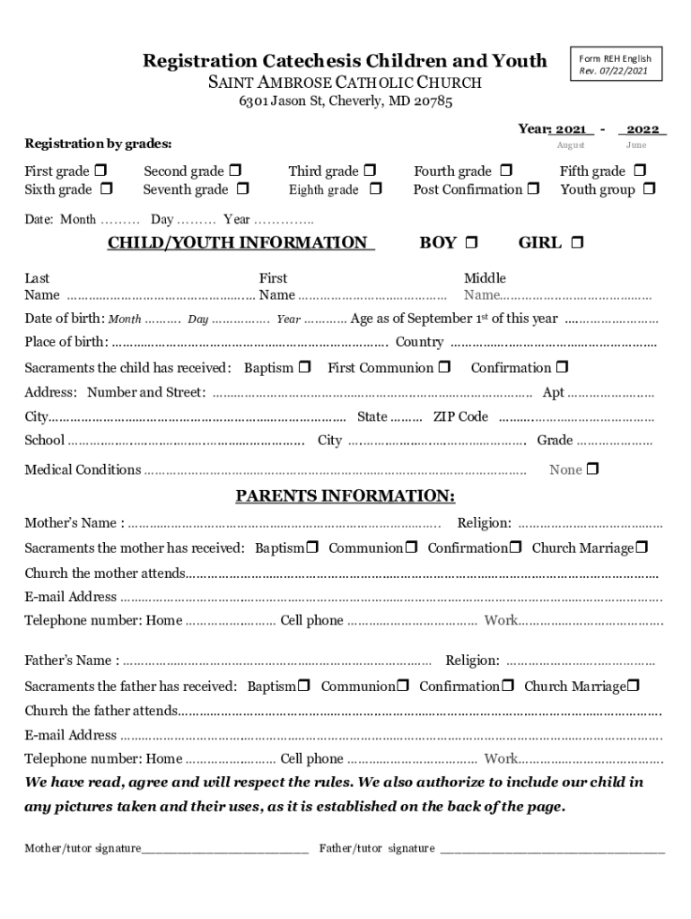 Fillable Online Registration Catechesis Form.doc Fax Email Print ...