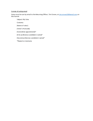 Fillable Online Format of voting email Subject: My Vote Name of voter ...