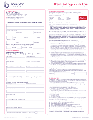 Fillable Online Residential Application Form - fillanypdf.com Fax Email ...