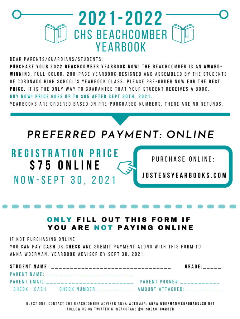 Fillable Online chs coronadousd Dear Parents/Guardians of 8th Graders ...