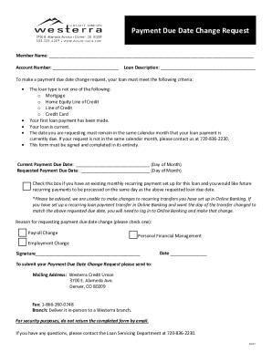 Fillable Online Payment Due Date Change Request Form. Payment Due Date ...