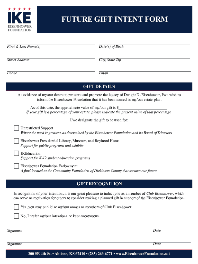 Fillable Online Future Gift Intent Form Fax Email Print - pdfFiller