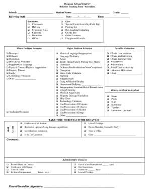 Fillable Online Behavior Tracking Form - Secondary Fax Email Print ...