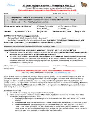 Fillable Online 2021-22 AP Test Registration Form Fax Email Print ...