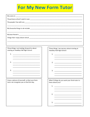 Fillable Online Form Tutor Worksheet Fax Email Print - pdfFiller