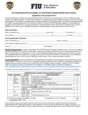 Fillable Online FIU STEM Education Academy Application and Consent Form Fax Email Print - pdfFiller