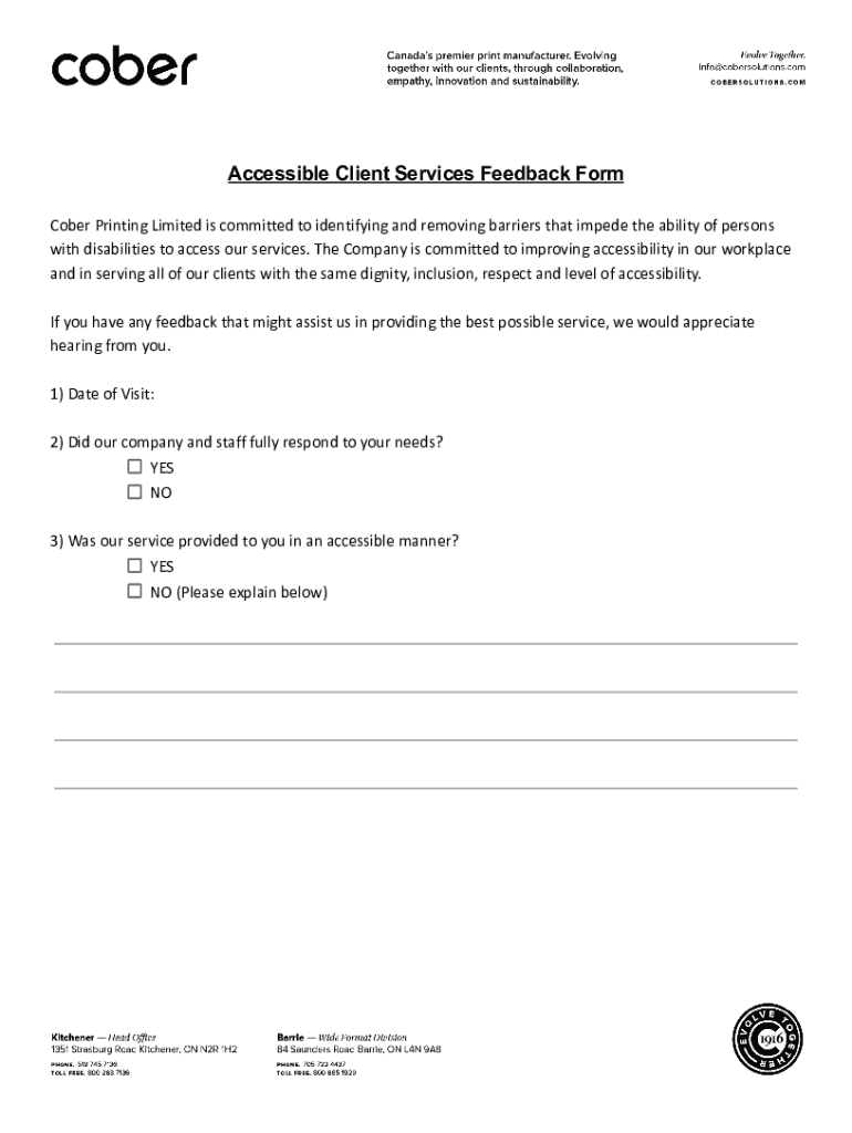 Fillable Online Accessible Client Services Feedback Form Fax Email ...