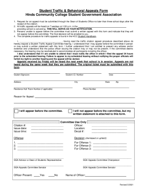 Fillable Online Student Traffic Citation Appeals Form Fax Email Print ...