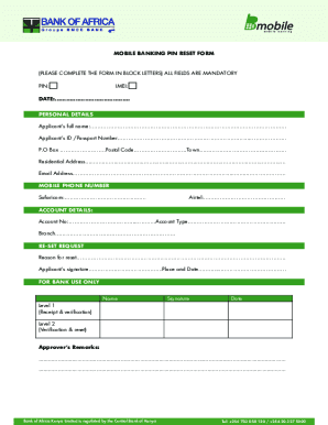 Fillable Online BOA MOBILE BANKING PIN RESET FORM.ai Fax Email Print ...