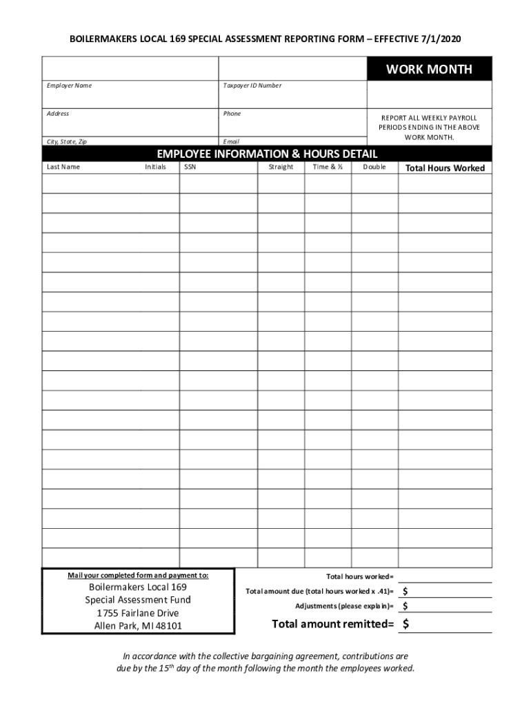 Fillable Online Boilermakers Local 169 - Fill Online, Printable ...