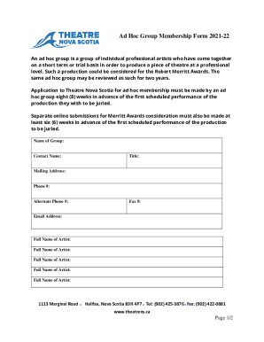 Fillable Online Ad Hoc Group Membership Form 2021-22 Fax Email Print ...