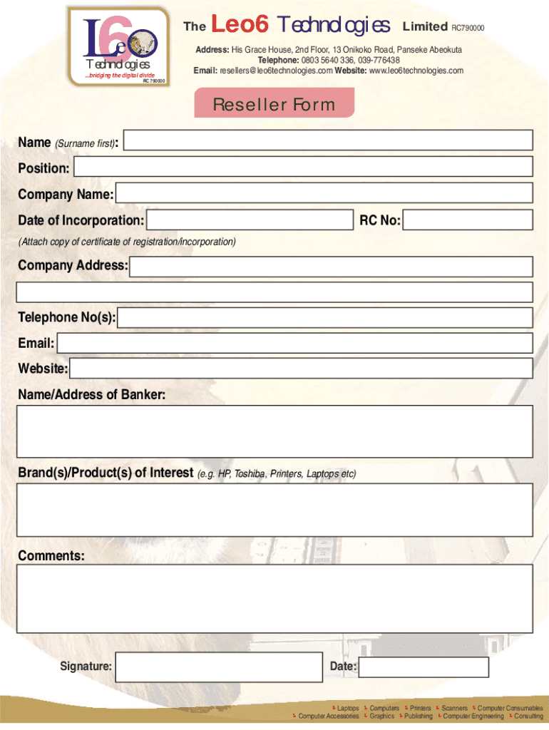 Fillable Online Resellers Form Fax Email Print - pdfFiller