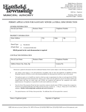 Fillable Online PERMIT APPLICATION FOR SANITARY SEWER CONNECTION Fax ...