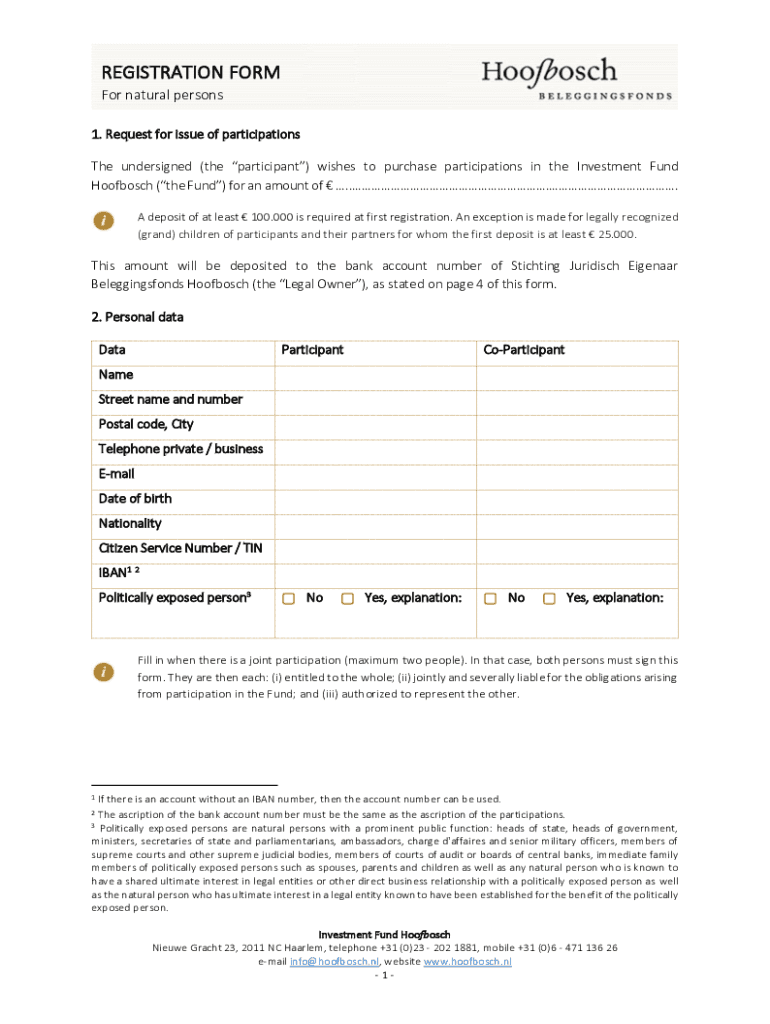 Fillable Online Participant Registration Form ...